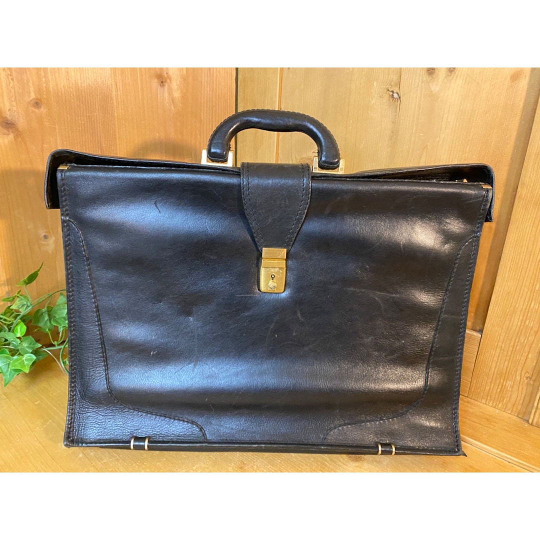 Vintage Black Leather Attache Case | Academia | Valice With Handle ...