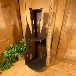 Vintage Handcrafted Wooden Castle Shelf Tiered Wooden Shelf Hanging ...