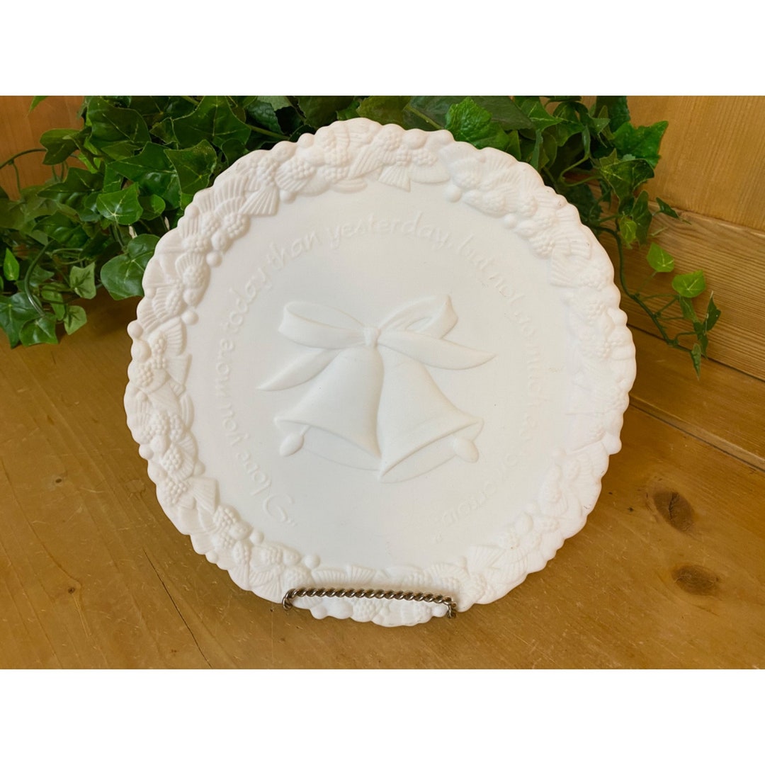 Vintage White Wedding Bell Plate | Vintage Fenton Glass Plate | Wedding ...