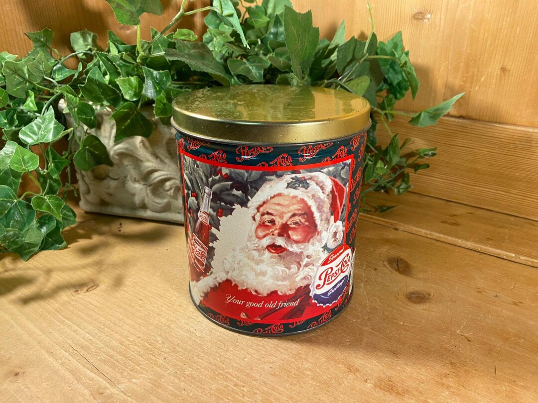 Vintage Pepsi Santa Claus Tin Canister | Pepsi Cola | Microwave Popcorn ...