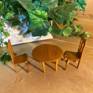 Vintage Miniature Wooden Table and Chairs | Dollhouse Furniture | Mini ...