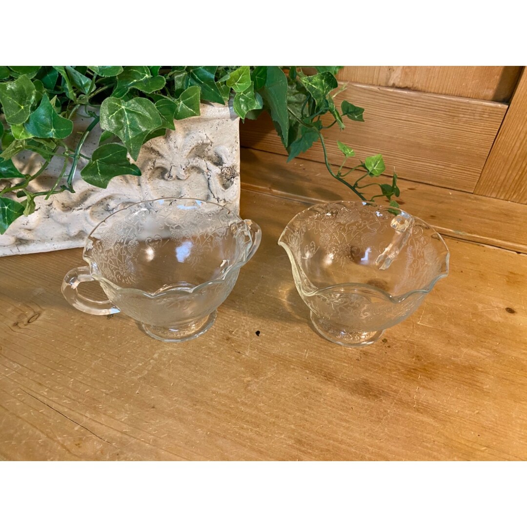 Vintage Depression Glass Cream + Sugar - Set of 2 | Hazel Atlas ...