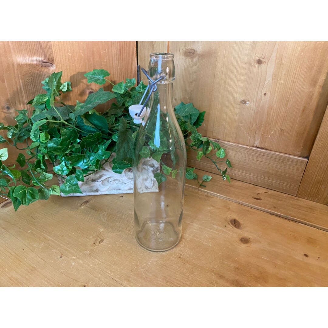 Vintage Clear Glass Cerve Bottle With Hinged Stopper | Made in Italy ...