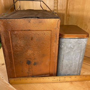 Antique Wooden Ice Box With Wood Handle and Metal Insert 2 Pc. Set ...