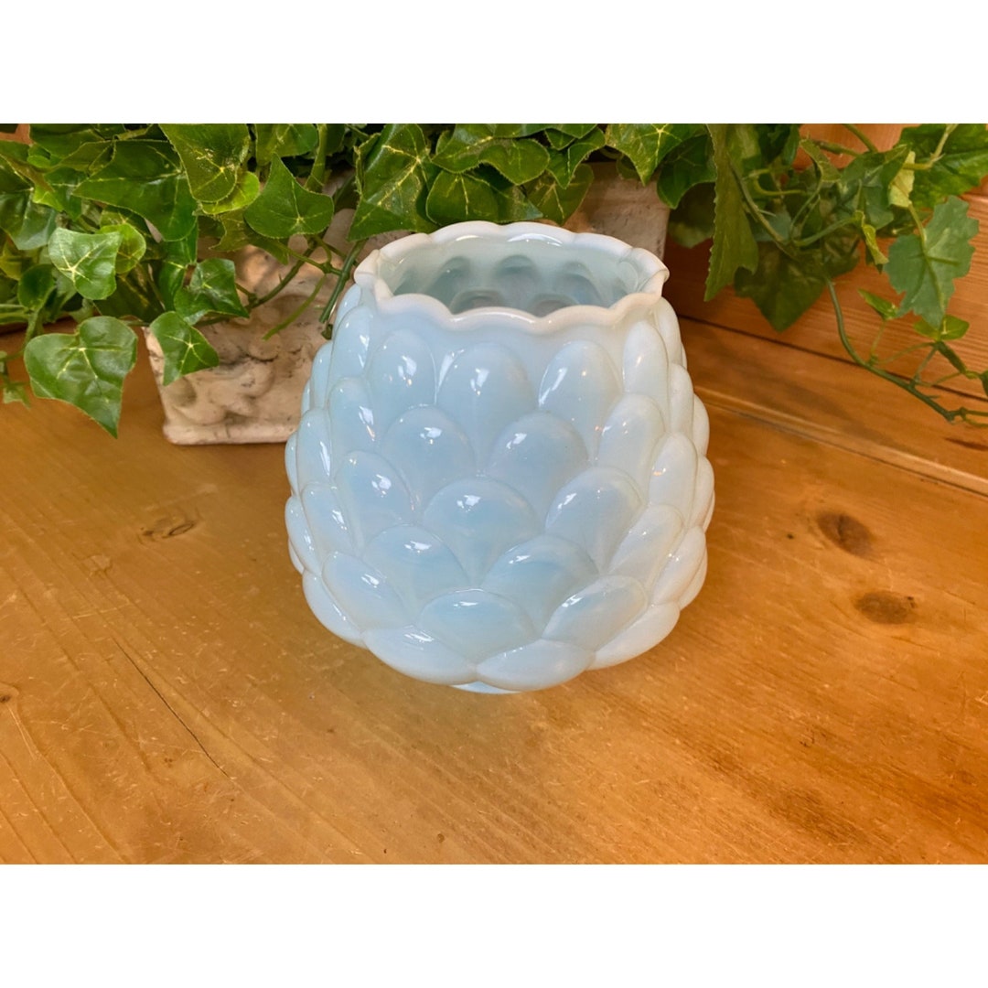 Vintage Opalescent Blue Fenton Glass Artichoke Vase | Cottagecore ...
