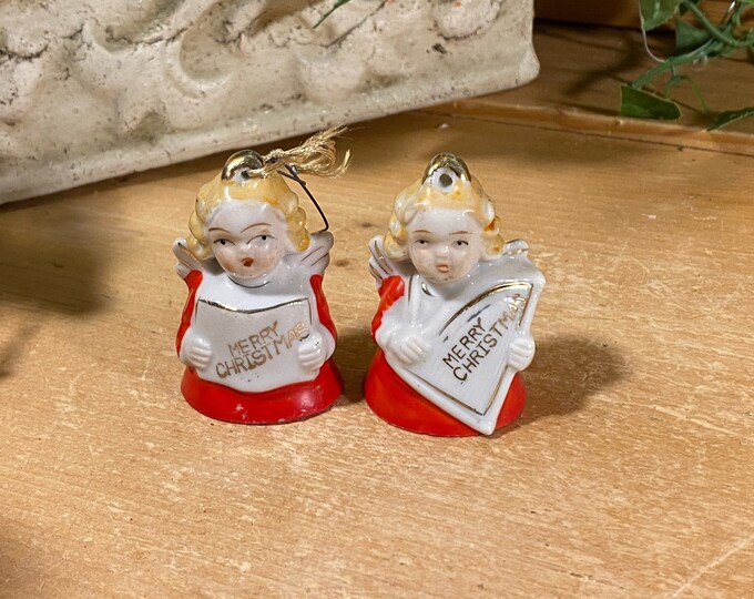 Vintage Christmas Angel Bells - Set of 2 | China Girl Figurine Bells ...