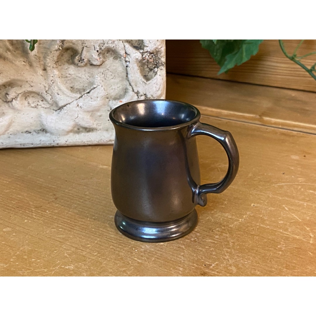 Vintage Miniature Ceramic Pottery Mug With Metallic Finish | Gunmetal ...