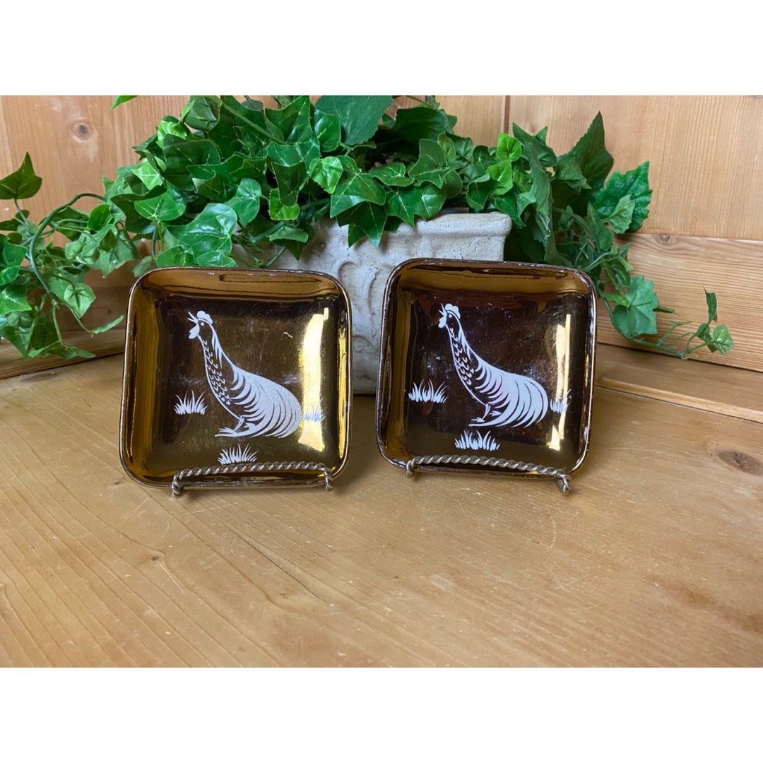 Golden Rooster Painted Pottery Trays Set of 2 Gray's Pottery Stoke-on ...