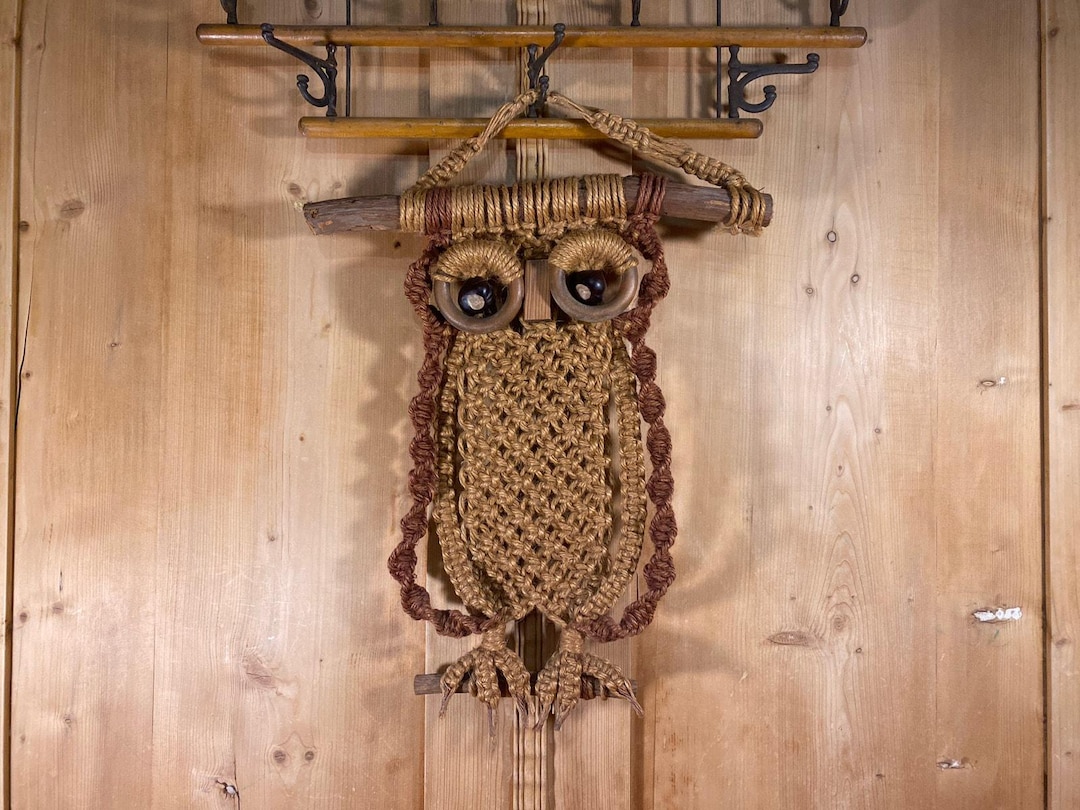Vintage Macrame Owl Wall Hanging | 1970s Wall Decor | Macrame Wall ...
