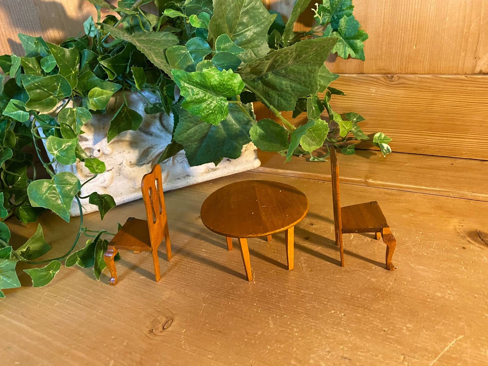 Vintage Miniature Wooden Table and Chairs | Dollhouse Furniture | Mini ...