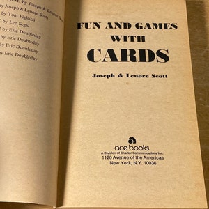 Vintage Fun and Games With Cards Paperback Book | Joseph and Lenore ...