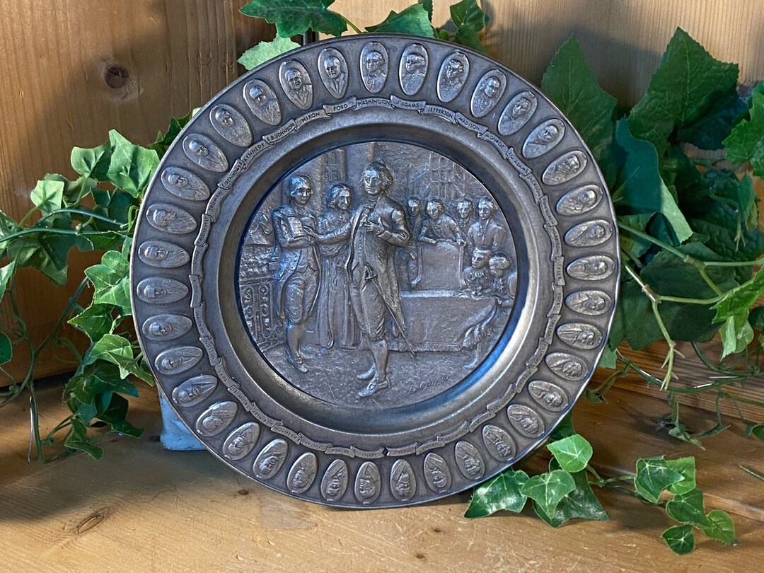 Vintage Pewter International Collectible Silver Presidential Plate ...
