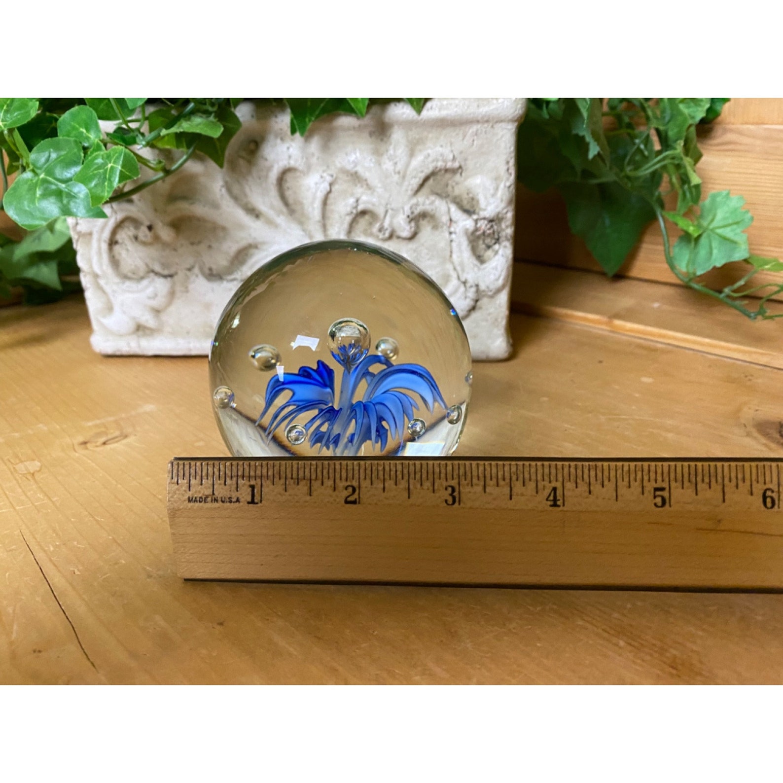 Vintage Blue Flower Art Glass Paperweight | Floral, Cottagecore ...