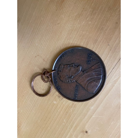 Vintage Large Lincoln Penny Key Ring | Patina Copper … - Gem