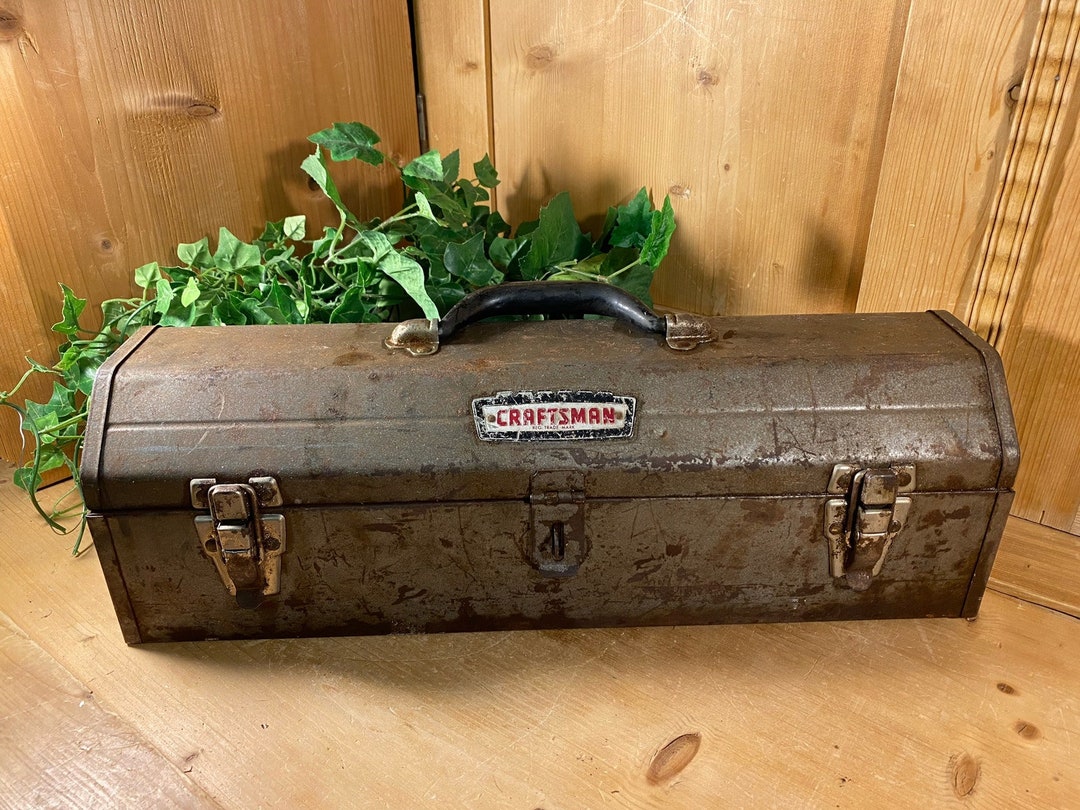 Vintage Metal Craftsman Tool Box Industrial Decor Gray Metal Tool Box ...