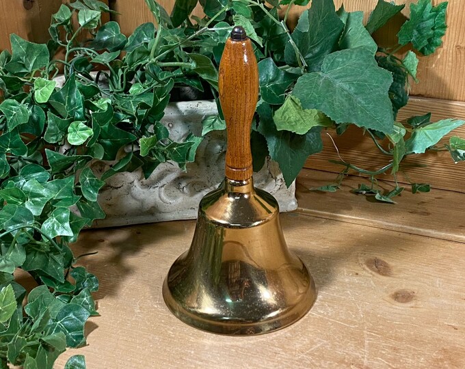 Vintage Large Brass and Wood School Bell | Loud! Great Clarity ...