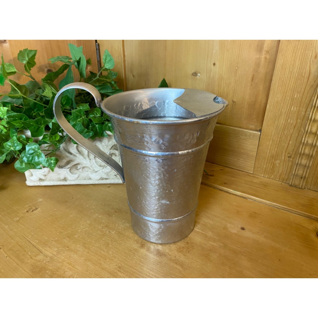 Vintage Hammered Aluminum Water Pitcher | Gailstyn | Farmhouse | Metal ...