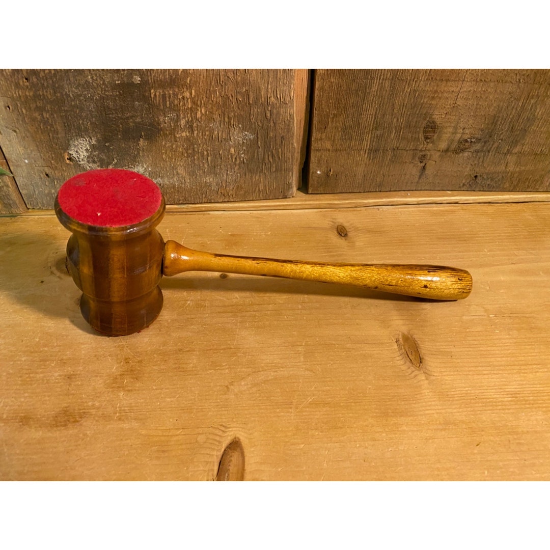 Vintage Wooden Gavel | Wooden Mallet With Felt End | Judge's Mallet ...
