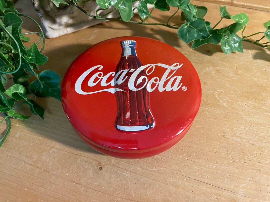 Vintage Tin: Coca-cola Round Red Tin | Coke Tin Canister | Vintage ...