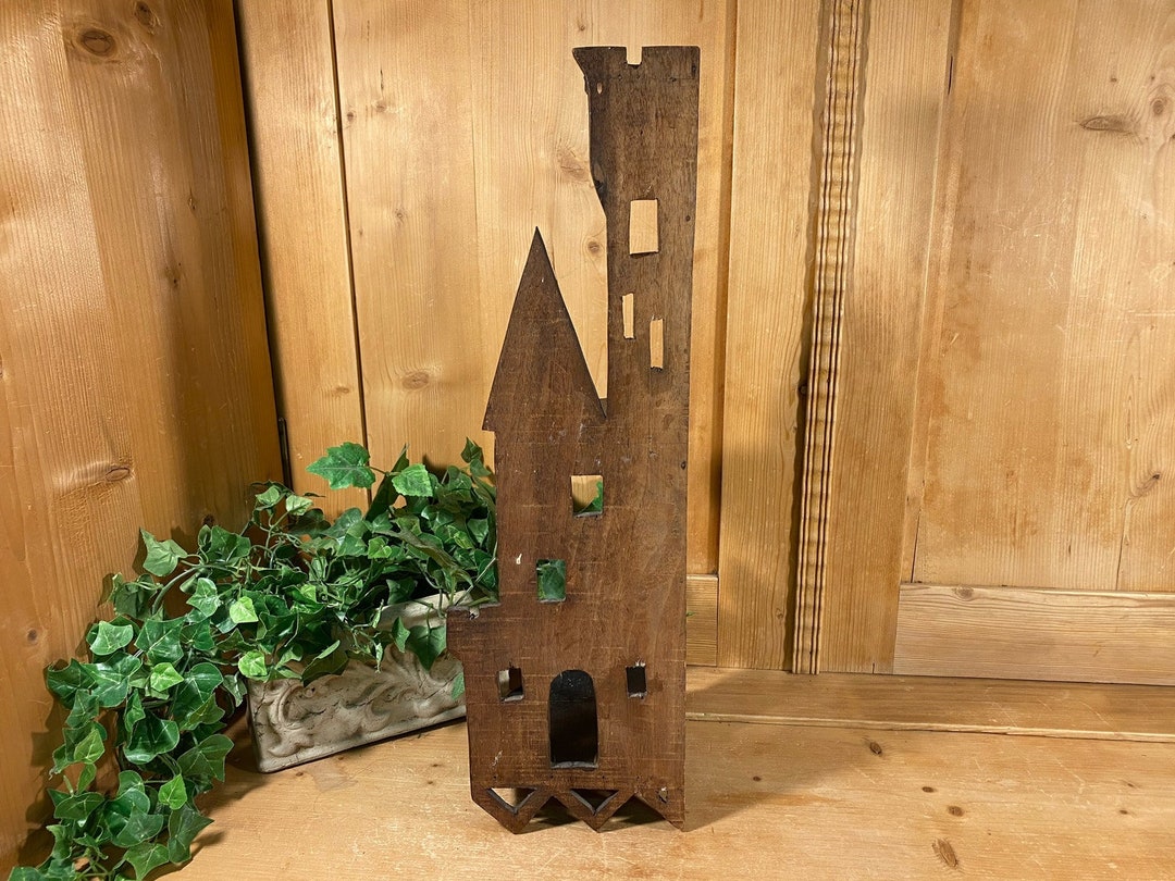 Vintage Handcrafted Wooden Castle Shelf Tiered Wooden Shelf Hanging ...