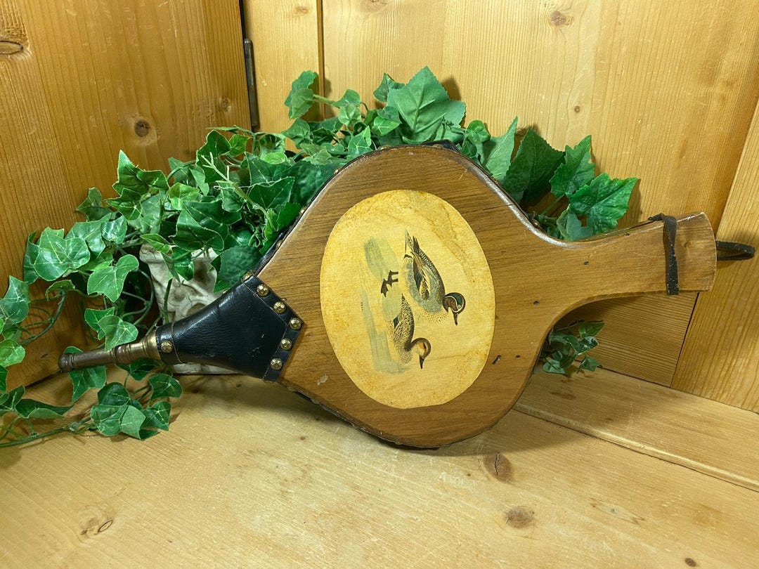Vintage Wooden Fireplace Bellows With Mallard Ducks Duck Decor Wood and ...
