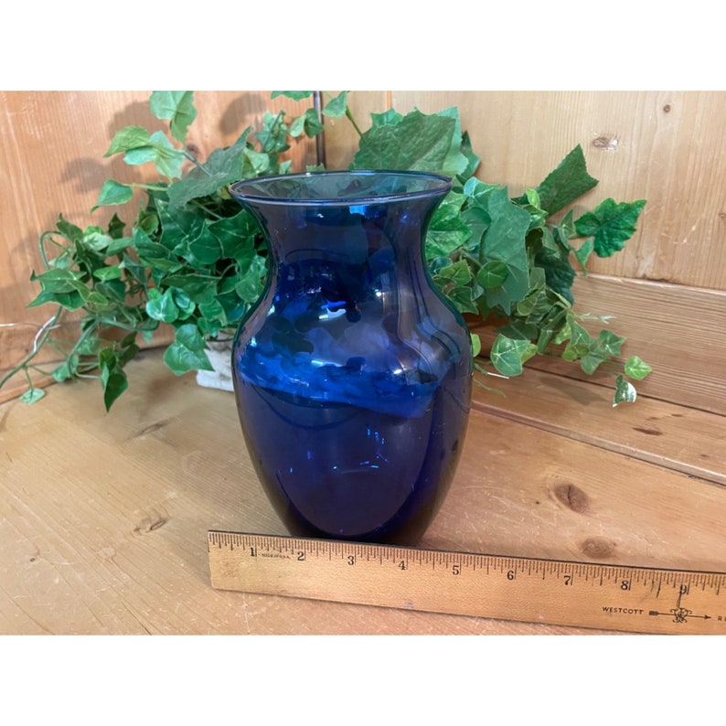 Vintage Cobalt Blue Glass Flower Vase Cottagecore Table - Etsy