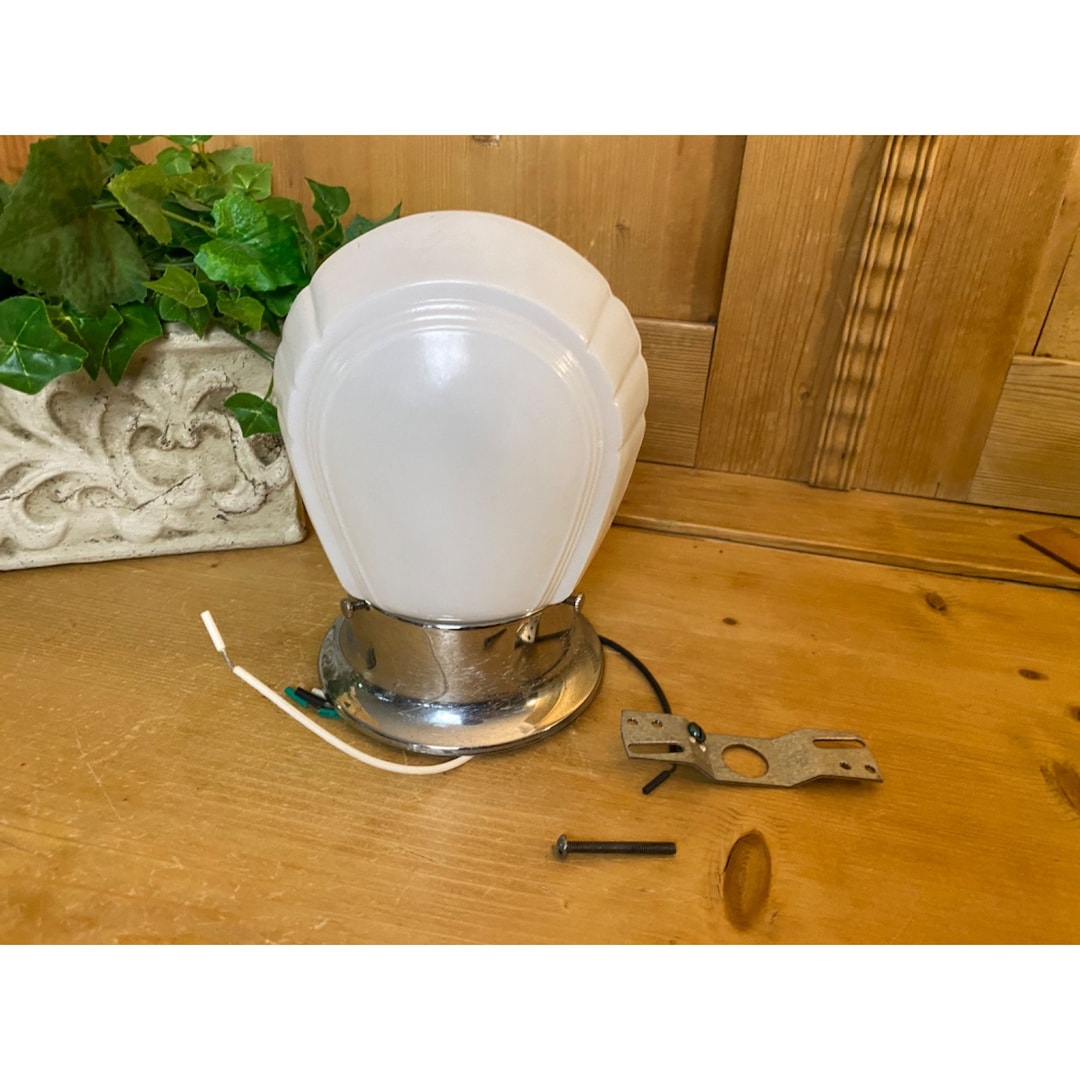 Vintage Round Bullseye Light Fixture | Retro White Glass Ceiling or ...