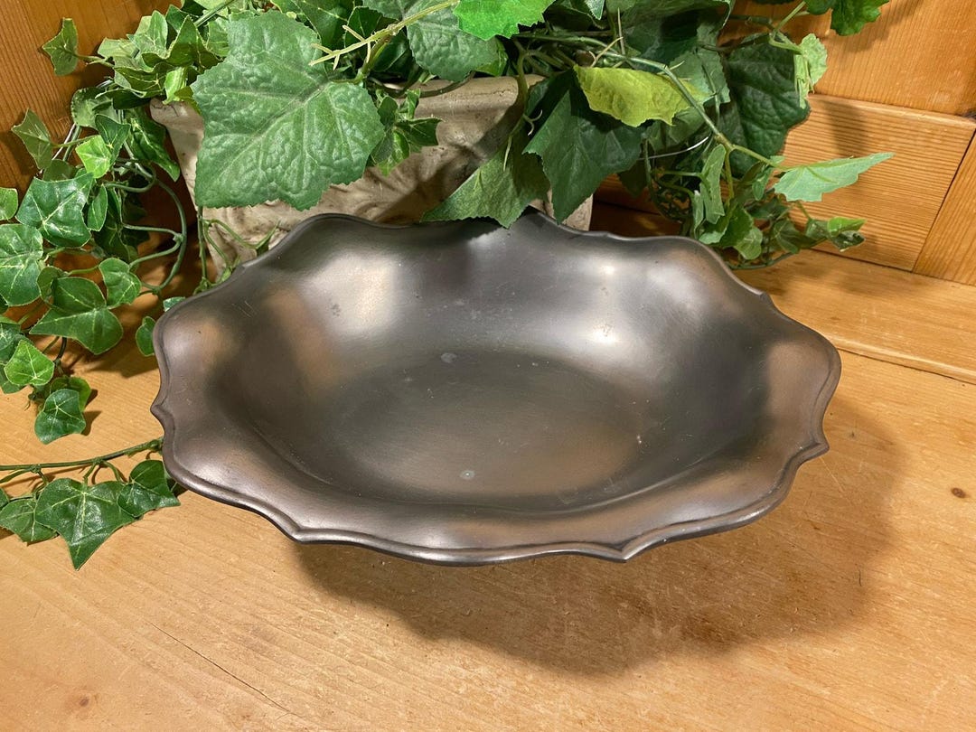 Vintage Pewter Footed Serving Bowl | Peltro Fin Etain | Scalloped Edge ...