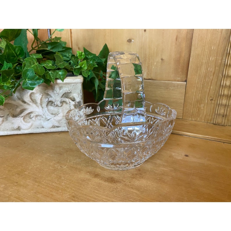 Vintage Clear Glass Basket Cottagecore Molded Glass Basket - Etsy
