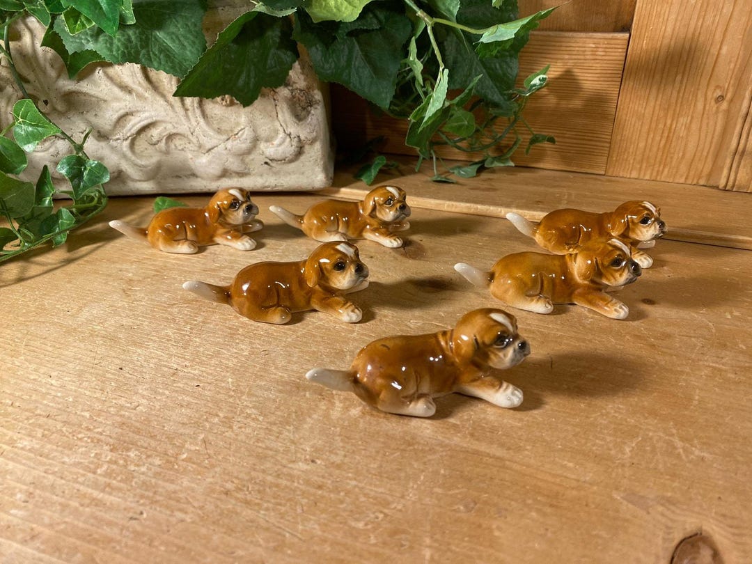 Vintage Ceramic Dog Figurines - Set of 6 | Goebel | Boxer Dog Figurines ...
