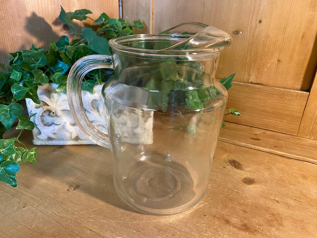Vintage Clear Glass Water Pitcher Farmhouse Table Decor Glass Tea ...