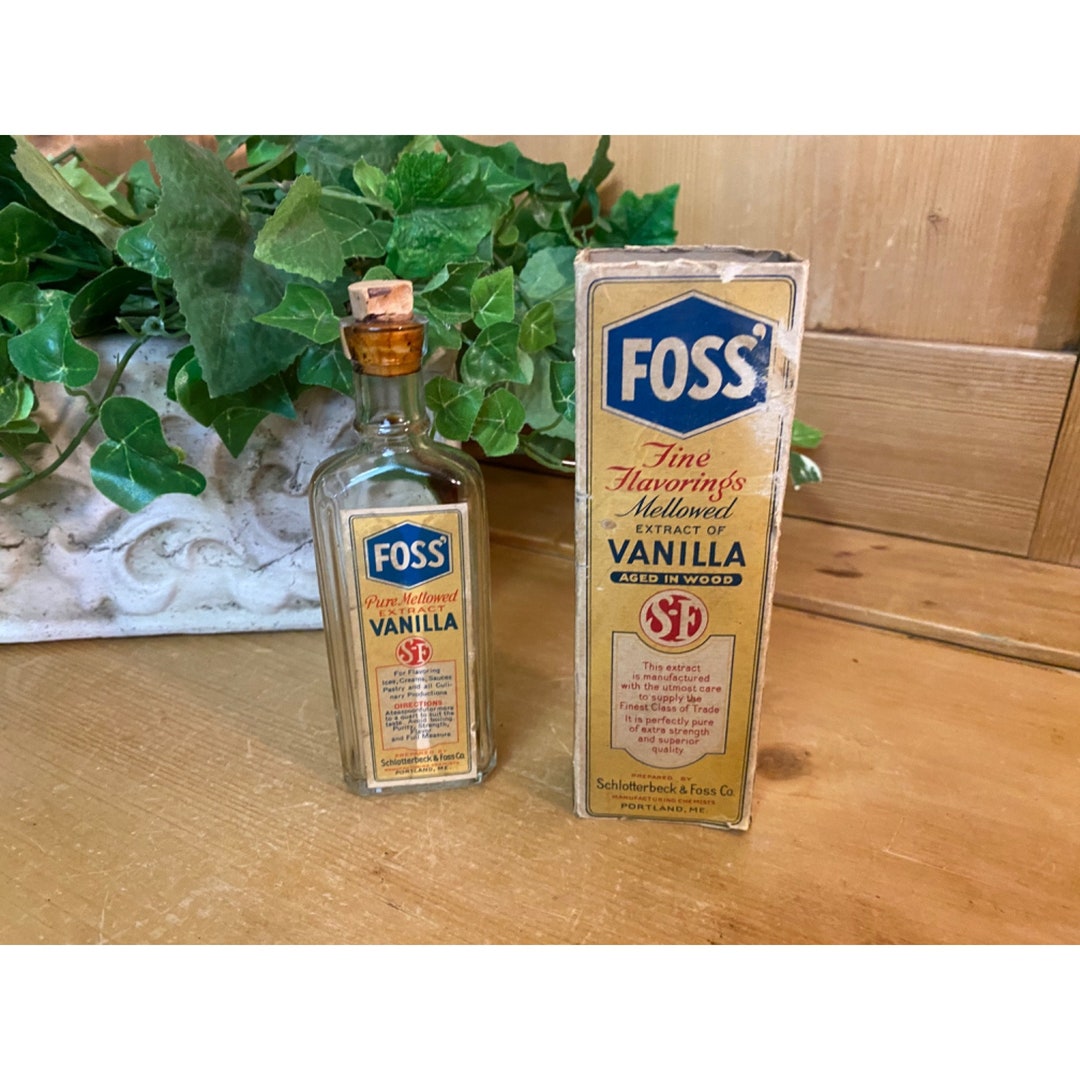 Vintage Empty Foss Glass Vanilla Extract Bottle in Box Foss - Etsy