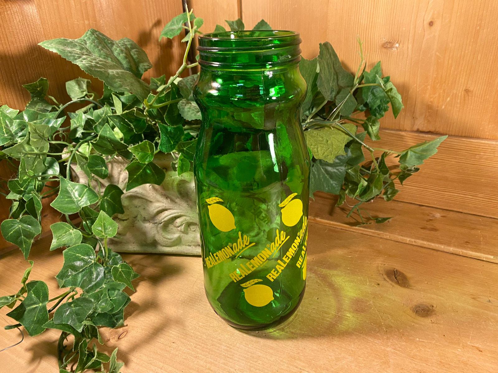Vintage Real Lemonade Green Glass Jar (no Top) | Real Lemon Green Glass ...