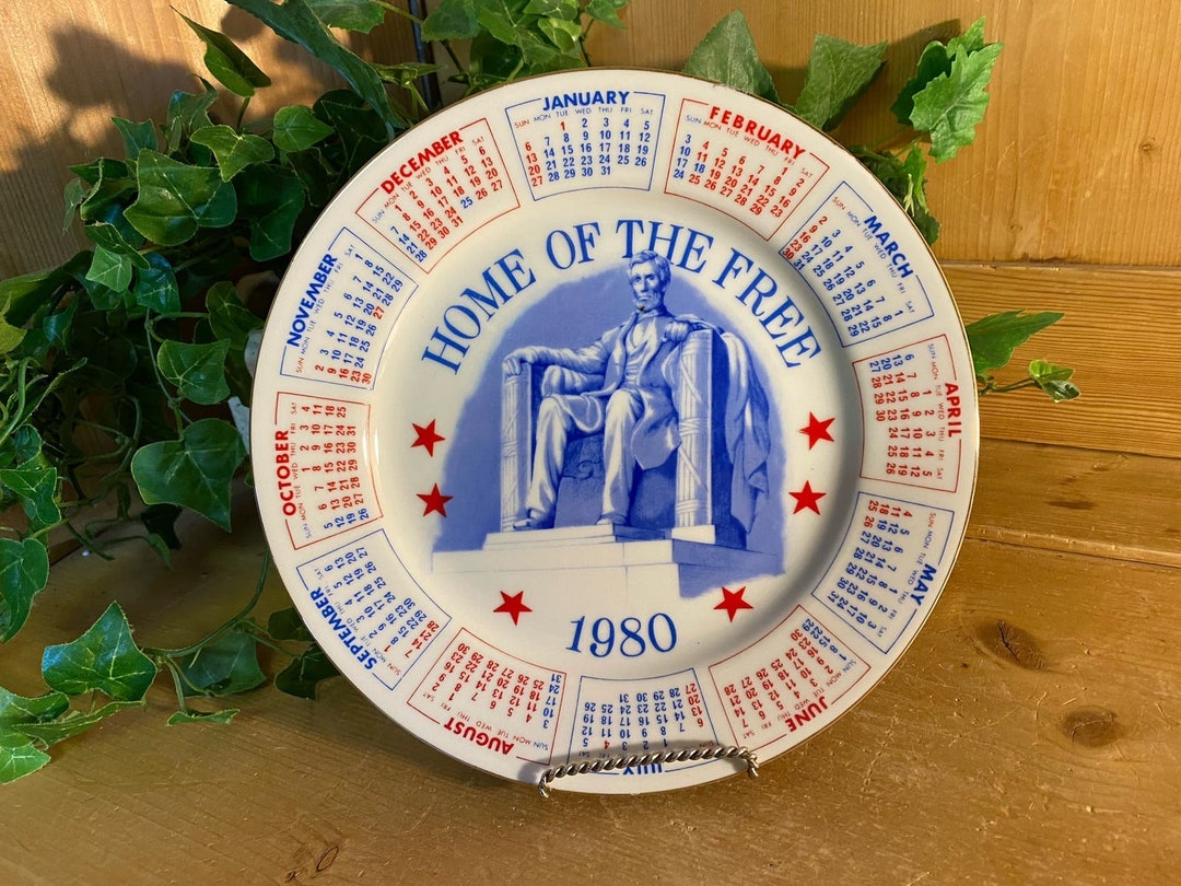 Vintage "home of the Free" Calendar Plate | 1980 | Spencers | Patriotic ...