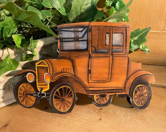 Vintage Handcrafted Model-t Ford Wooden Plaque | Handmade Wood Car Wall ...