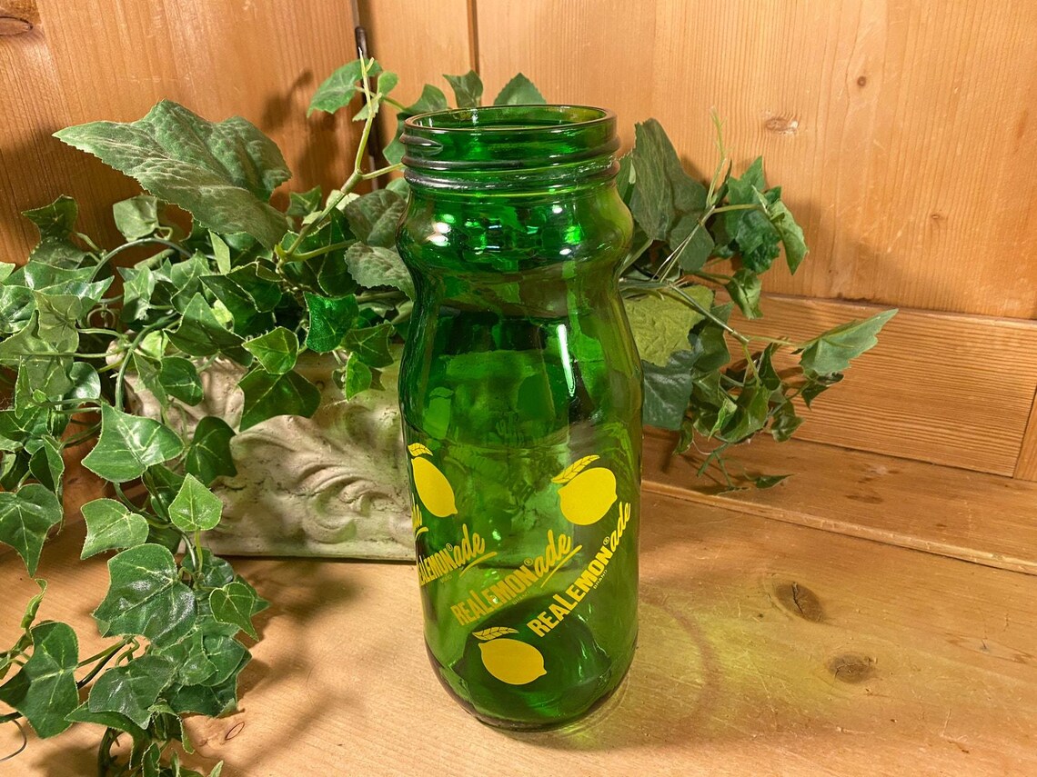 Vintage Real Lemonade Green Glass Jar (no Top) | Real Lemon Green Glass ...
