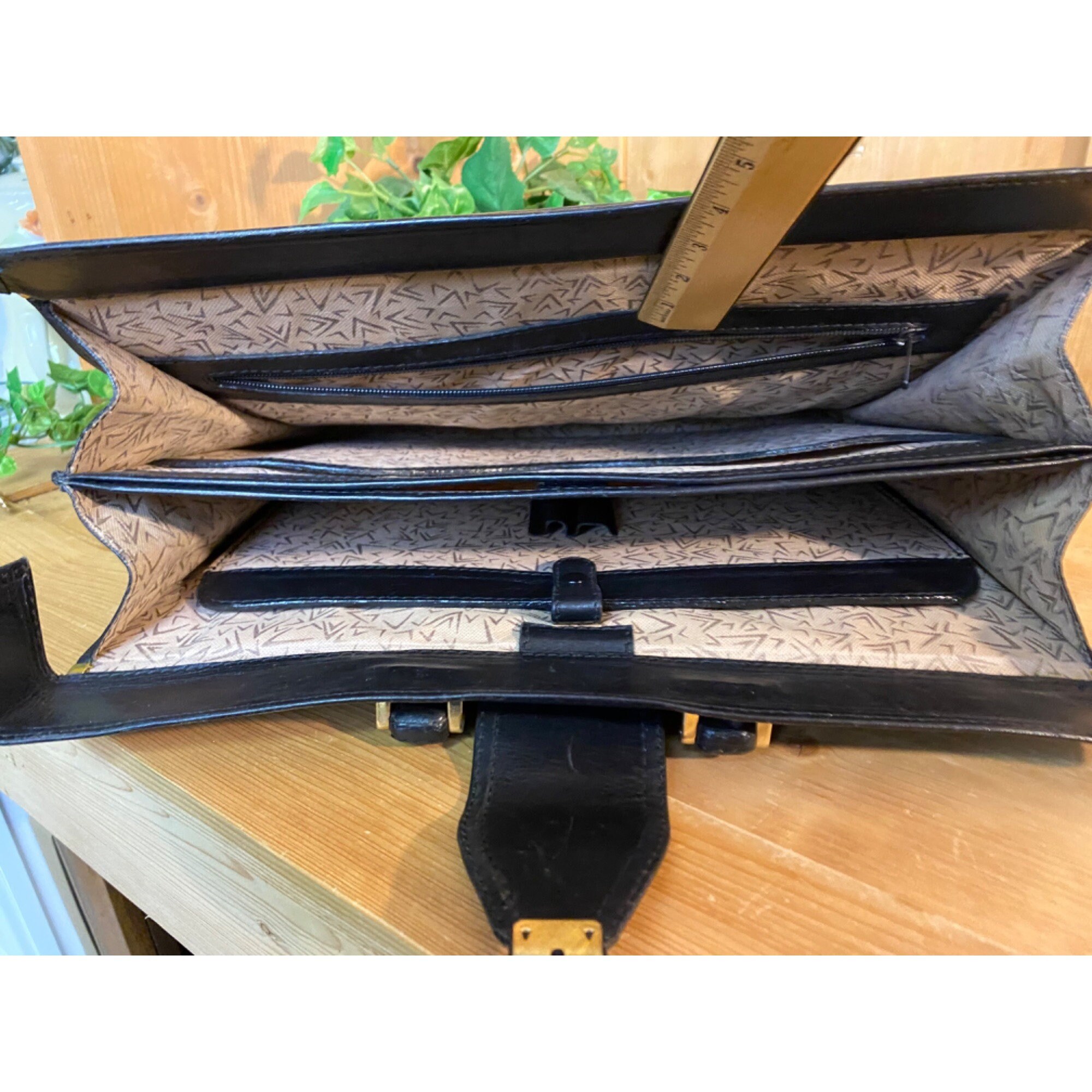 Vintage Black Leather Attache Case | Academia | Valice With Handle ...
