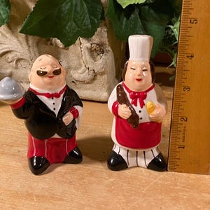 Vintage Ceramic Chef + Waiter Salt and Pepper Shakers | American ...
