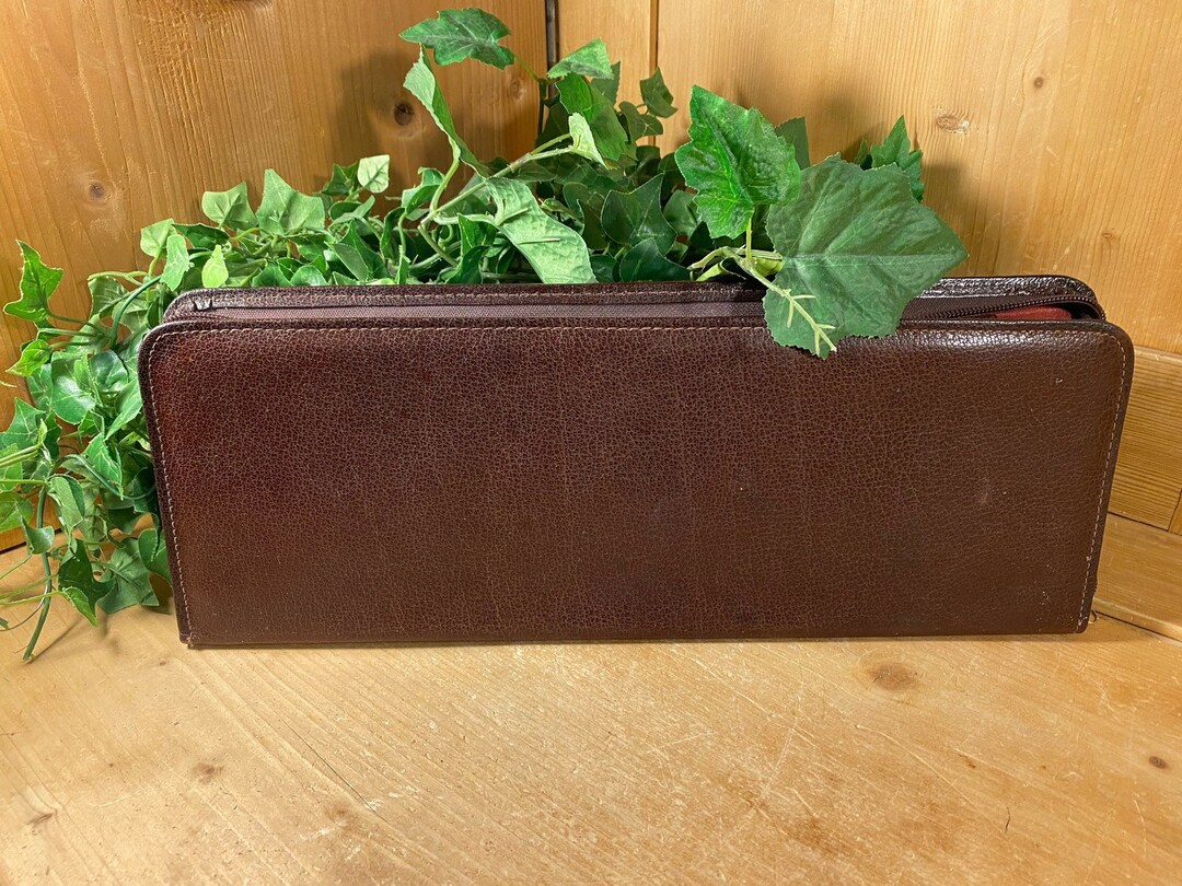 Vintage Buffalo Leather Men's Valet Case | Brown Leather Zippered ...