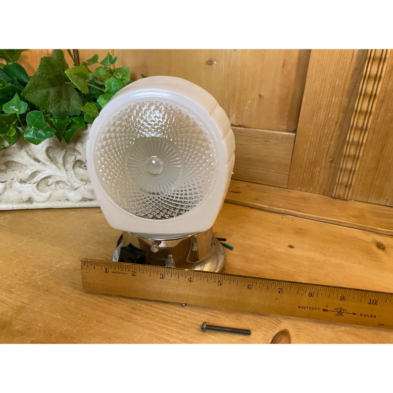 Vintage Round Bullseye Light Fixture Retro White Glass - Etsy