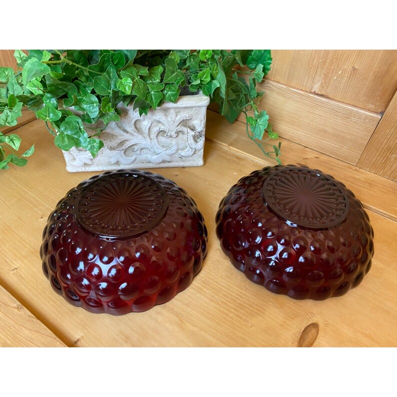 Set of 2 Ruby Red Bubble Depression Glass Bowls Anchor - Etsy