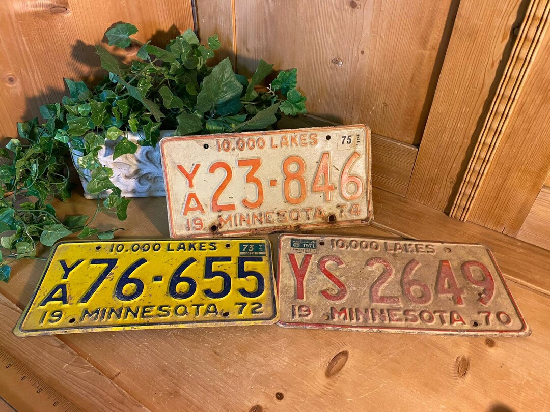 Vintage 1972/1970/1974 Minnesota License Plates | Vintage Blue/yellow ...