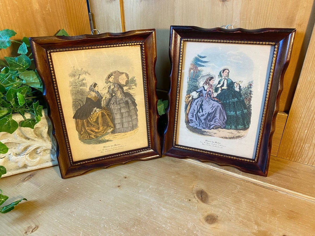 Vintage Framed French Art Prints - Set of 2 | Miroir Des Modes | Anais ...