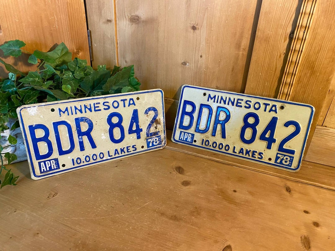 Vintage Set of 2 1978 Minnesota License Plates | Vintage Beige Blue Car ...