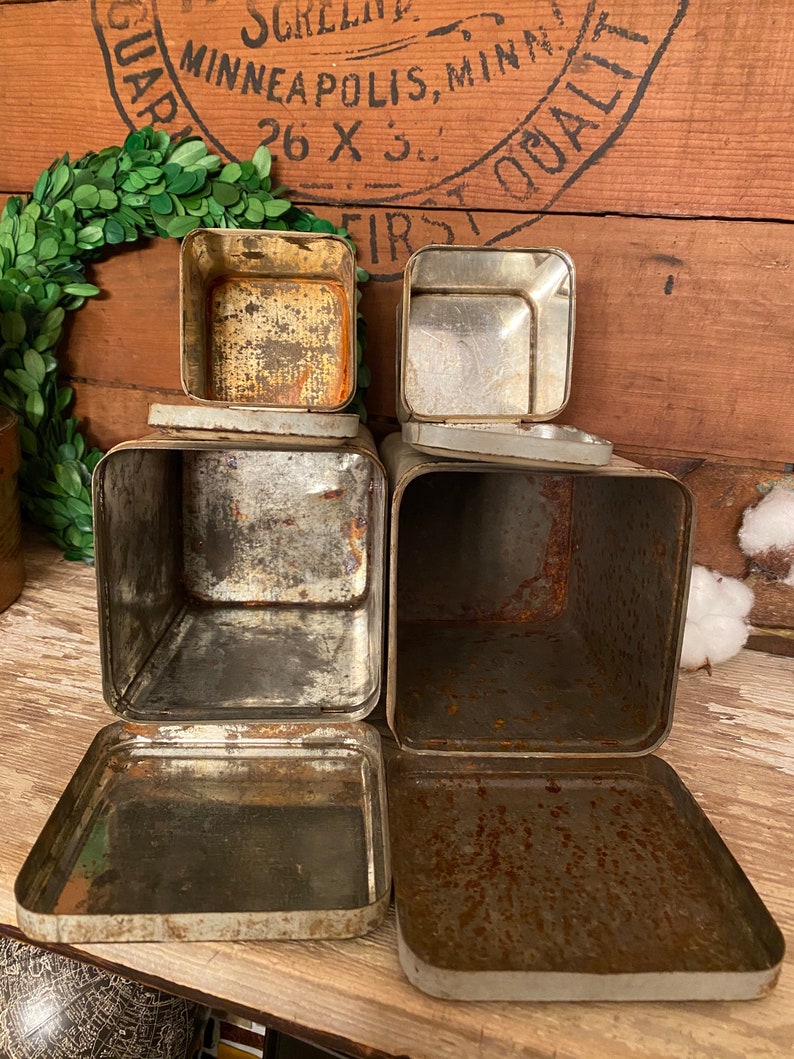 Vintage Blue & White Canister Tin Set Old Dutch Tins Lot | Etsy