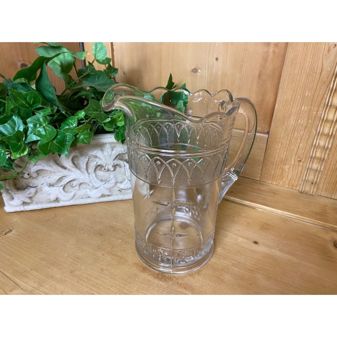 Vintage Clear Vintage Glass Water Pitcher | Medieval Style | MCM Style ...