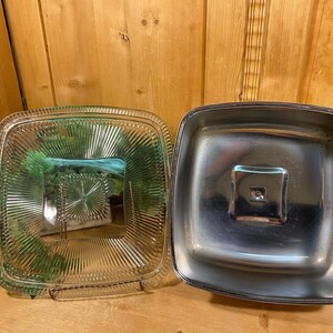 Vintage Square Glass Cake Plate With Aluminum Cover | Glass + Metal ...