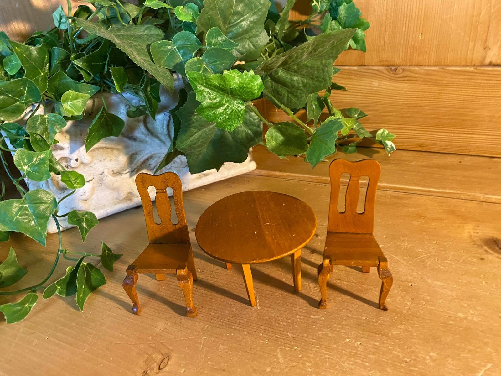 Vintage Miniature Wooden Table and Chairs | Dollhouse Furniture | Mini ...