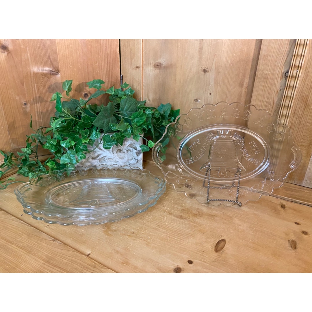 Vintage Bicentennial Platters - Set of 3 | Clear Glass John Hancock ...