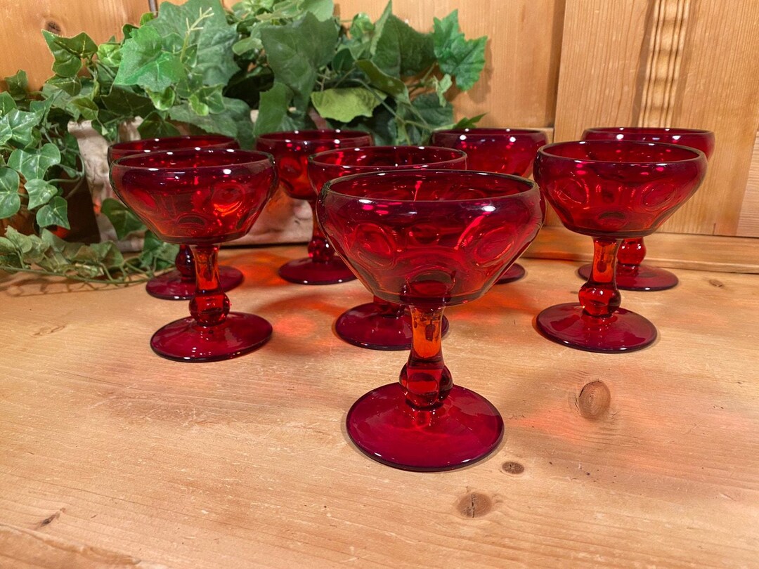 Vintage Ruby Red Champagne Glasses - Set of 8 | Popeye & Olive | Ruby ...